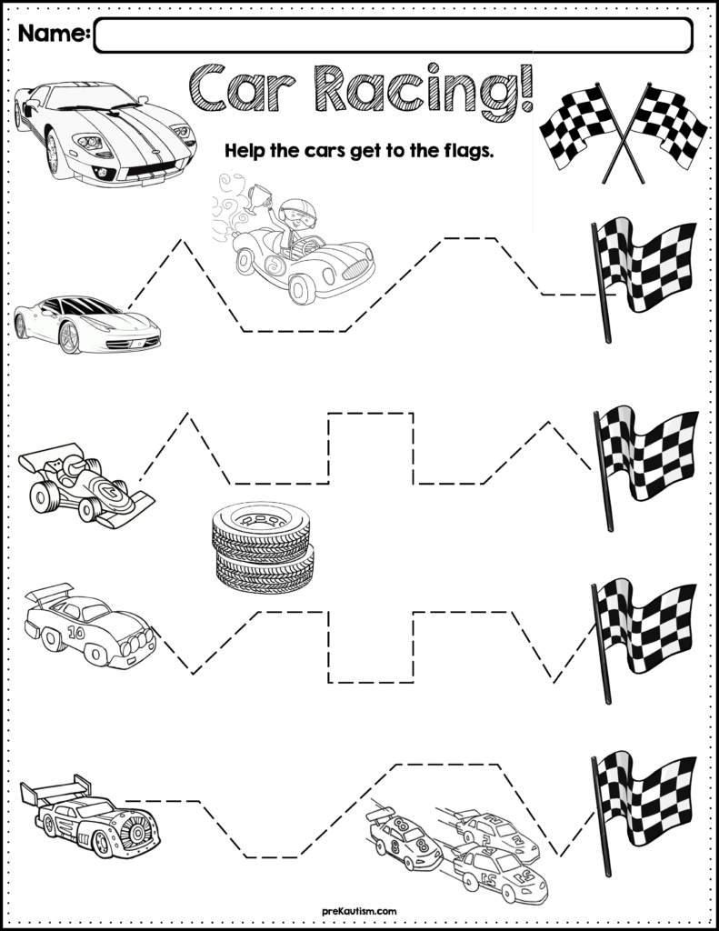 Car Tracing Worksheet | Tracing Worksheets