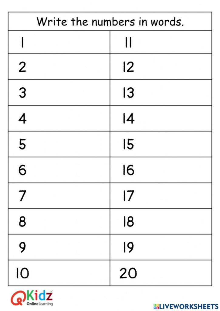 Number Words 1 To 20 Worksheet Tracing Worksheets