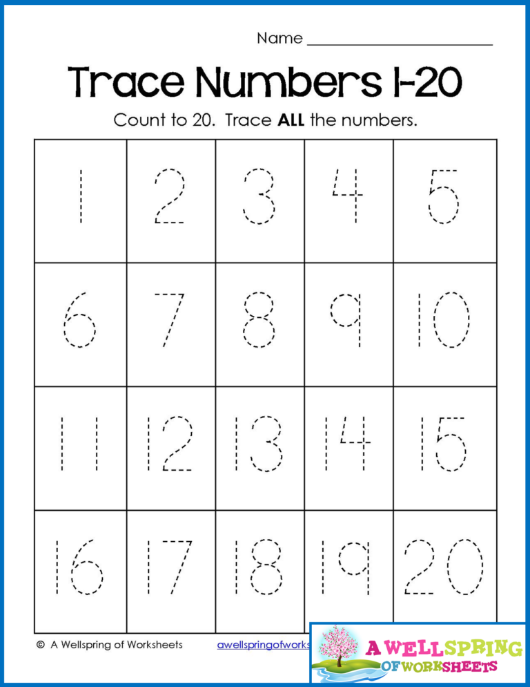 Free Printable Tracing Number Trace Numbers 1 20 Worksheets | Tracing ...