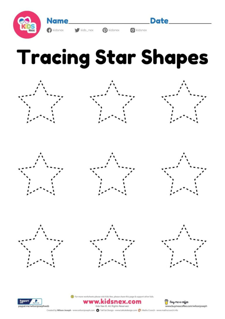 Tracing Star Worksheet Free Printable PDF | Tracing Worksheets